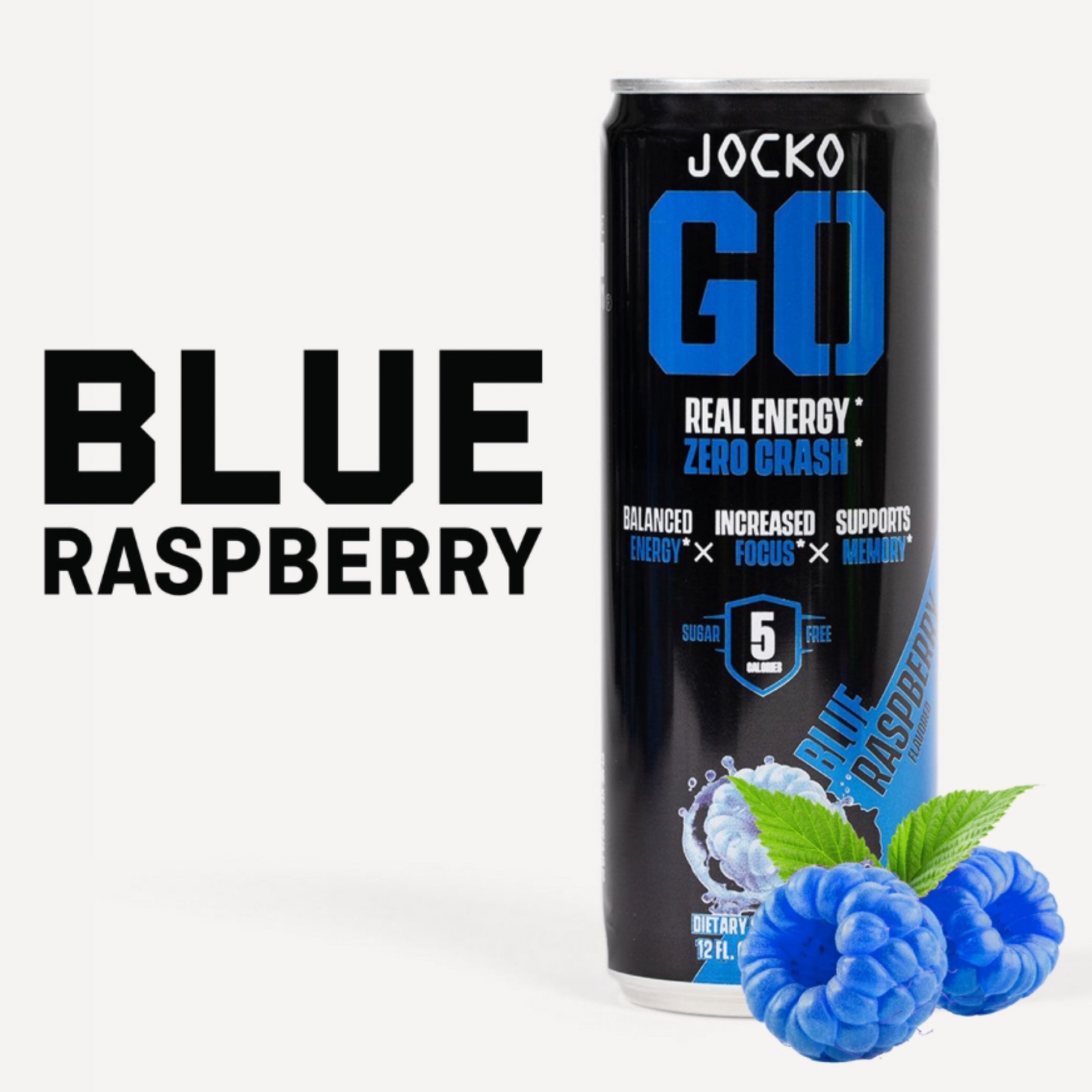 Jocko Go Blue Raspberry Energy Drink 12 oz Cans | On The Surface